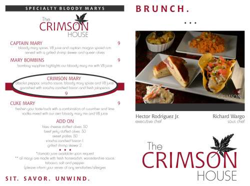 The Crimson House menu in Pottsville, Pennsylvania, USA