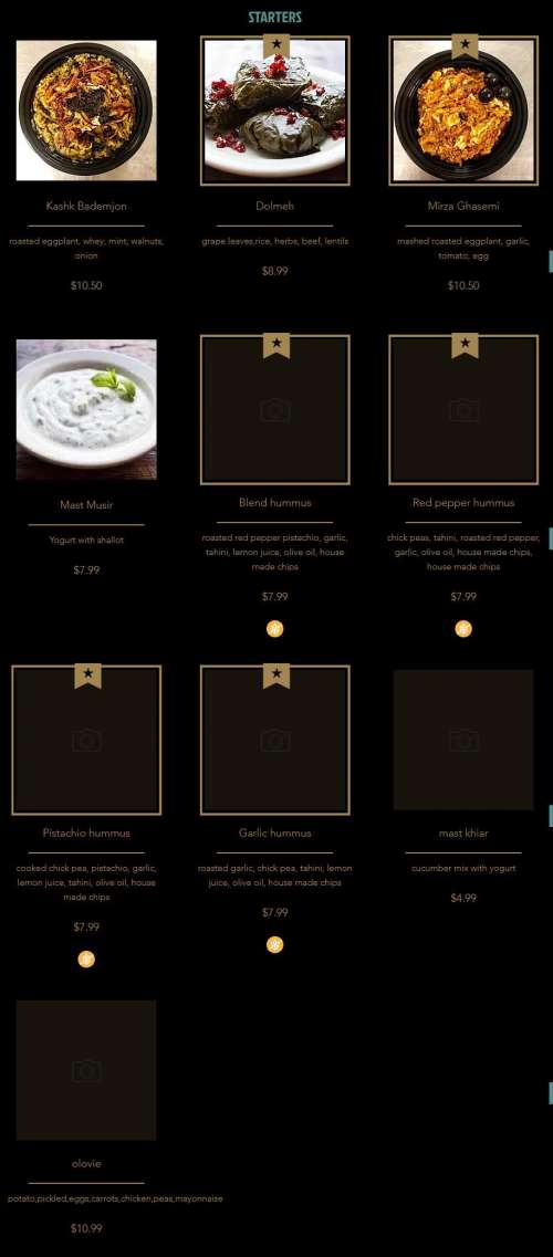 Mazeh Kitchen menu in Concord, California, USA