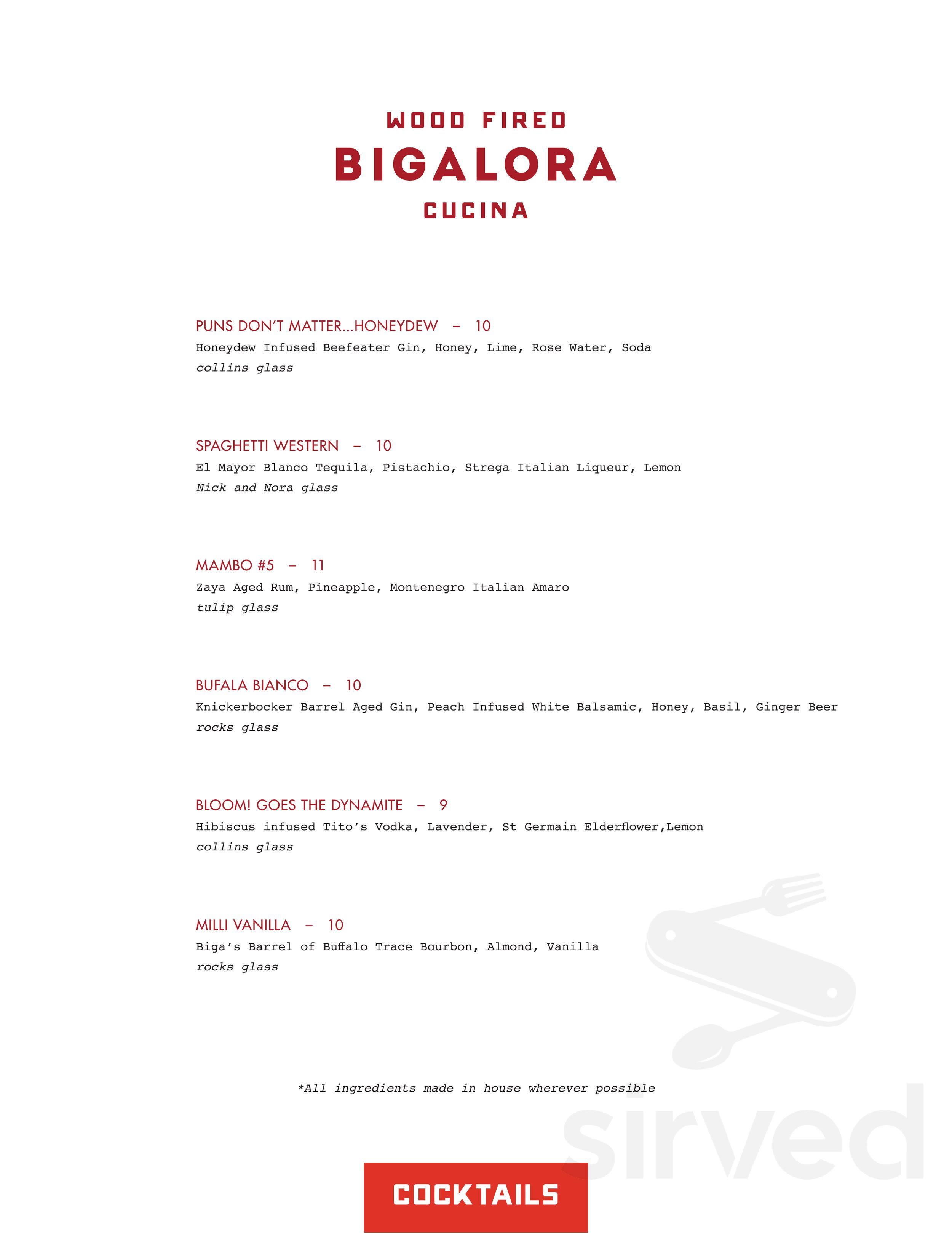 Bigalora Wood Fired Cucina menu in Royal Oak, Michigan, USA