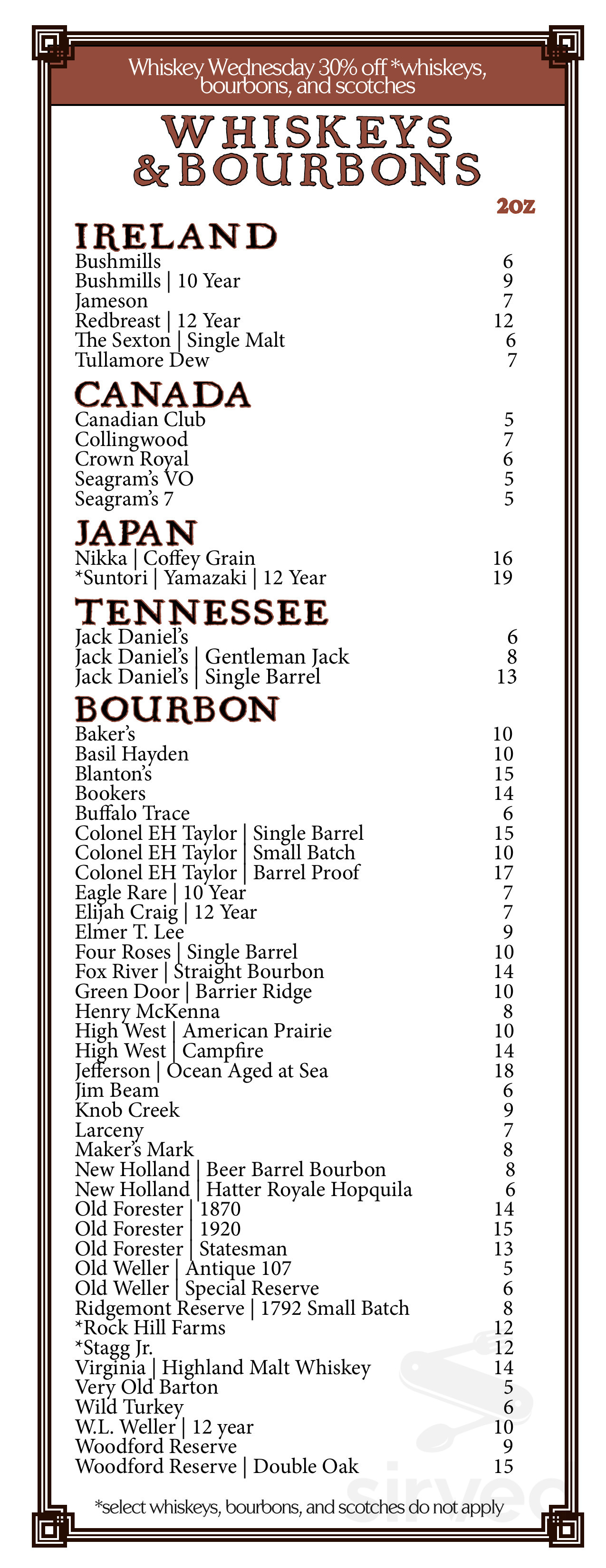 Centre Street Tap House menu in Portage, Michigan, USA