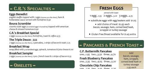 C.R. Lapp's Family Restaurant Menu - Quarryville, Pennsylvania | Sirved