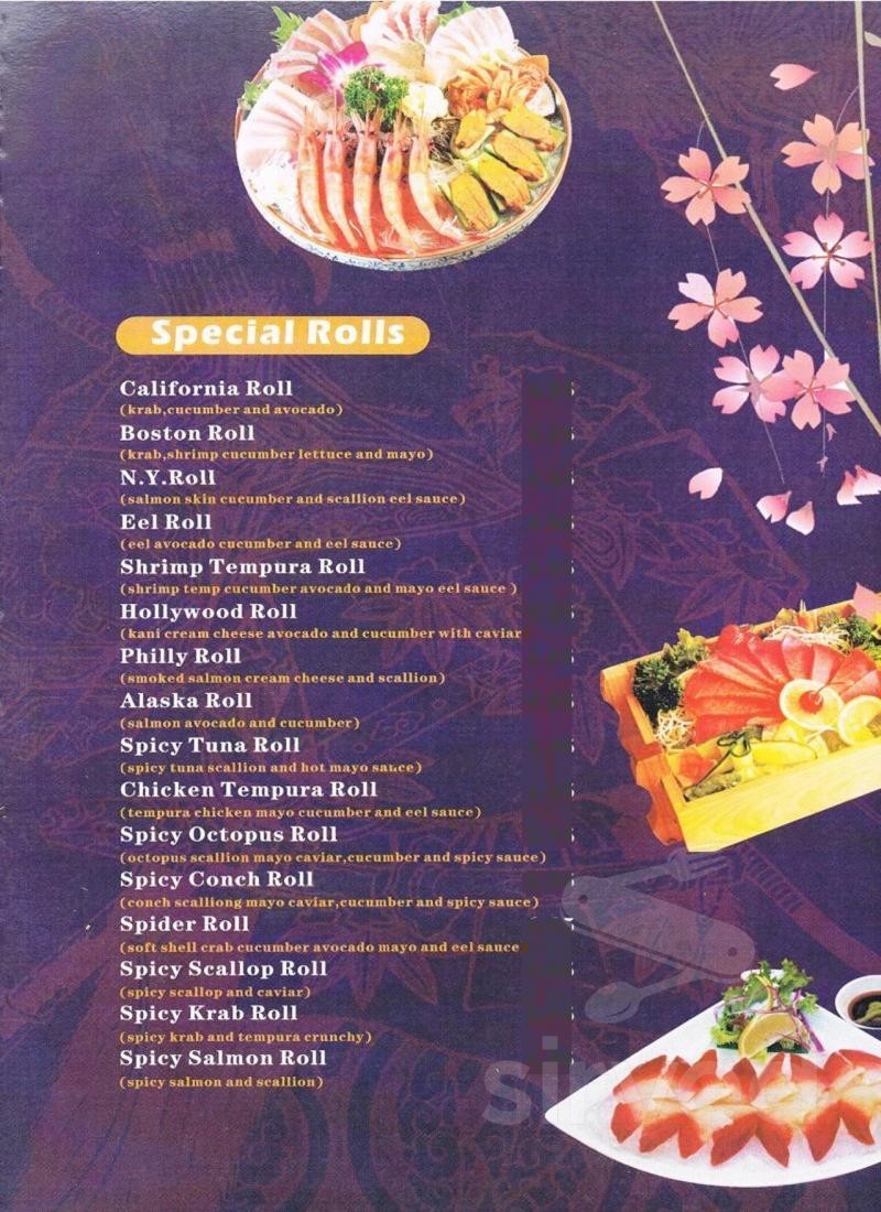 Fujiyama menu in Orange City, Florida, USA