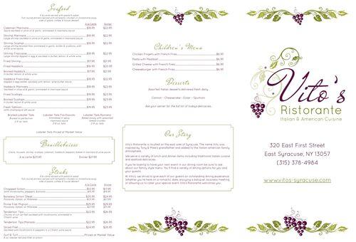 Vito's Ristorante menu in East Syracuse, New York, USA