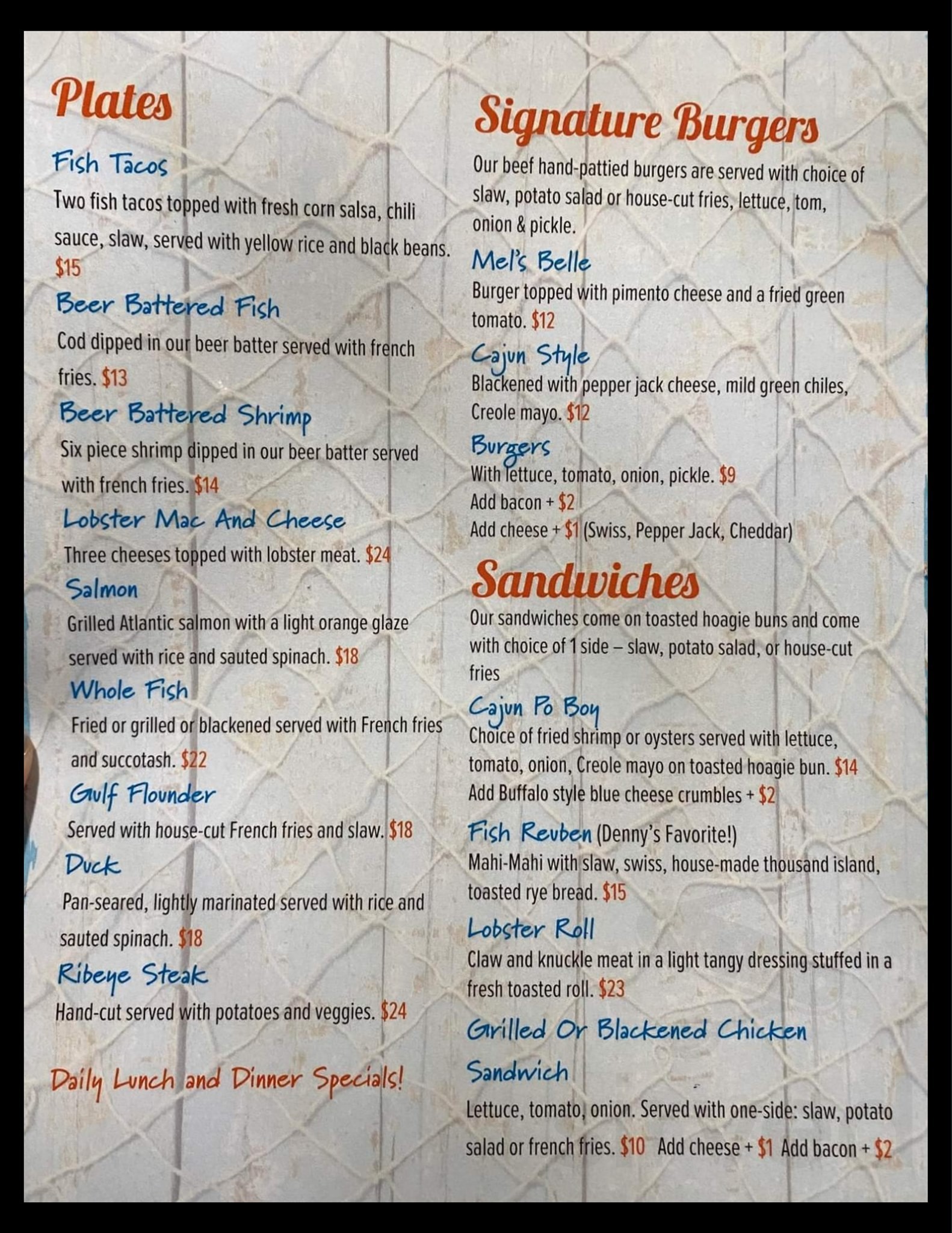 Melanie's Seafood Company menus in Lake Wales, Florida, United States