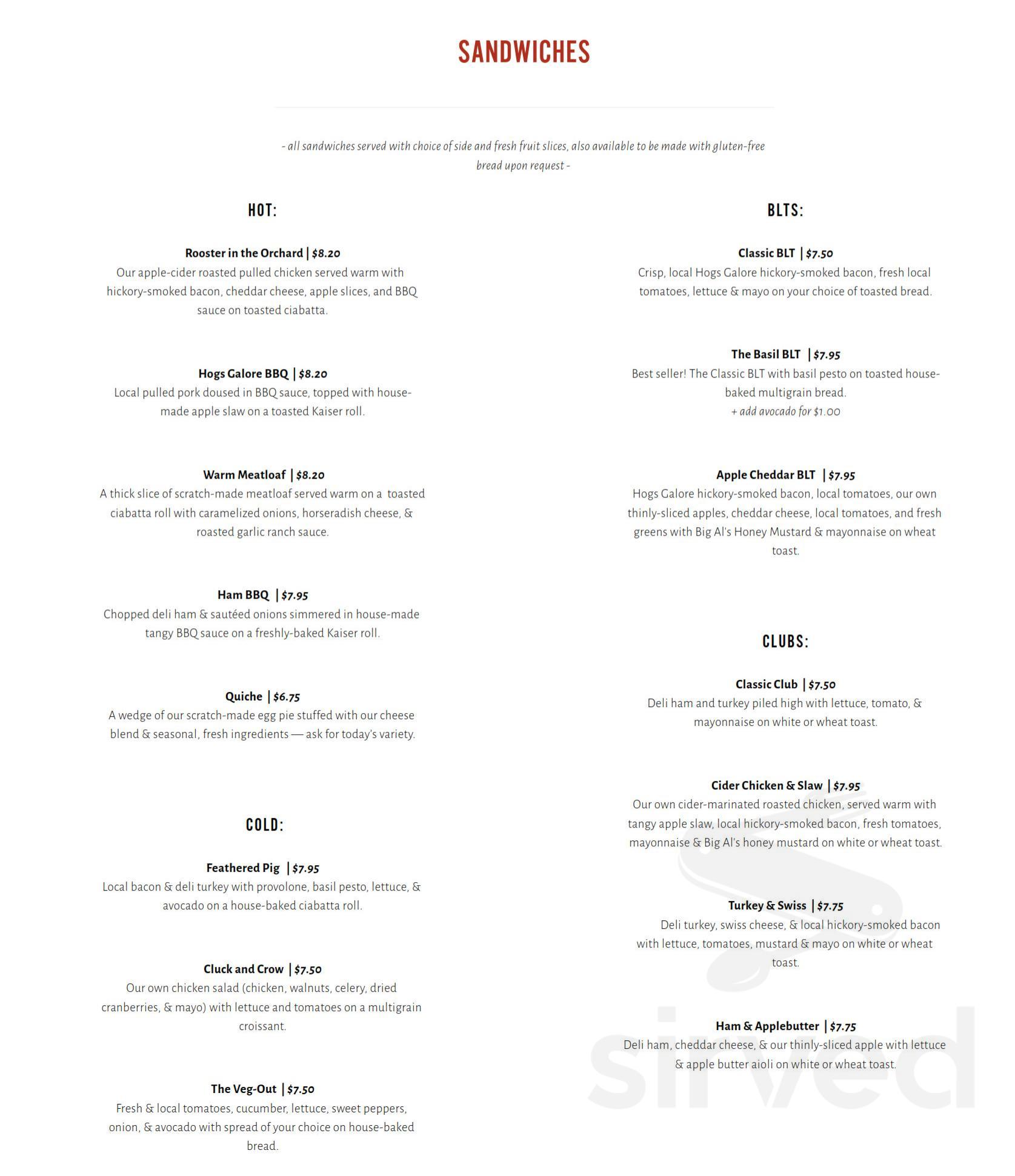 Way Fruit Farm menu in Port Matilda, Pennsylvania, USA