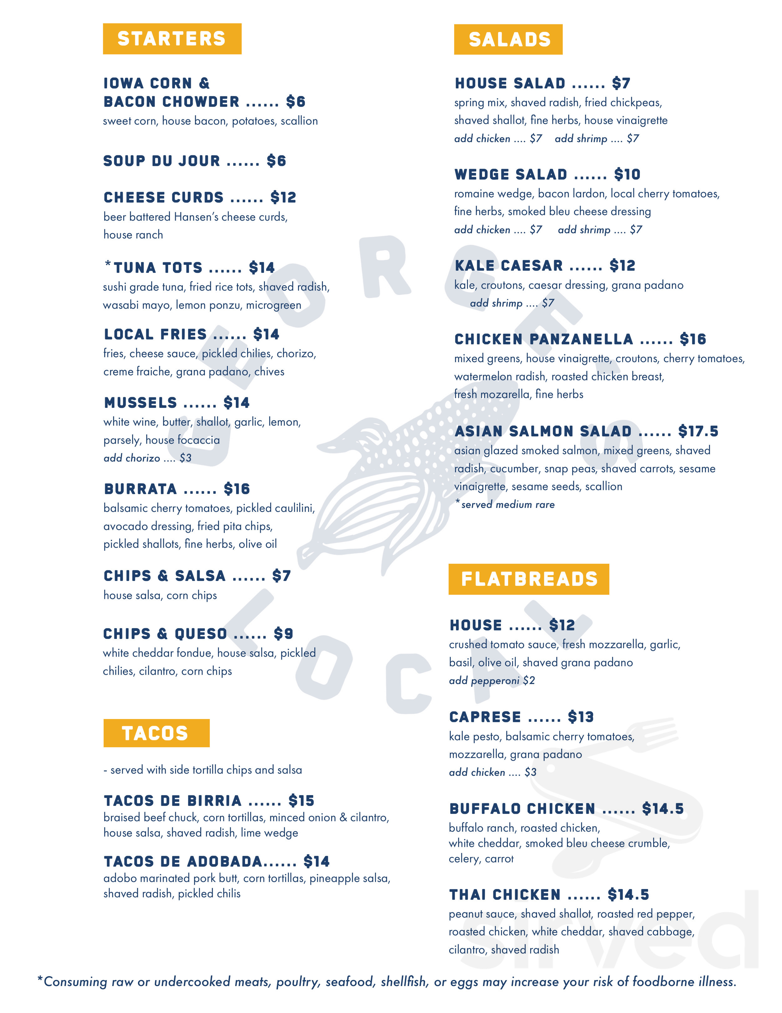 George's Local menu in Cedar Falls, Iowa, USA