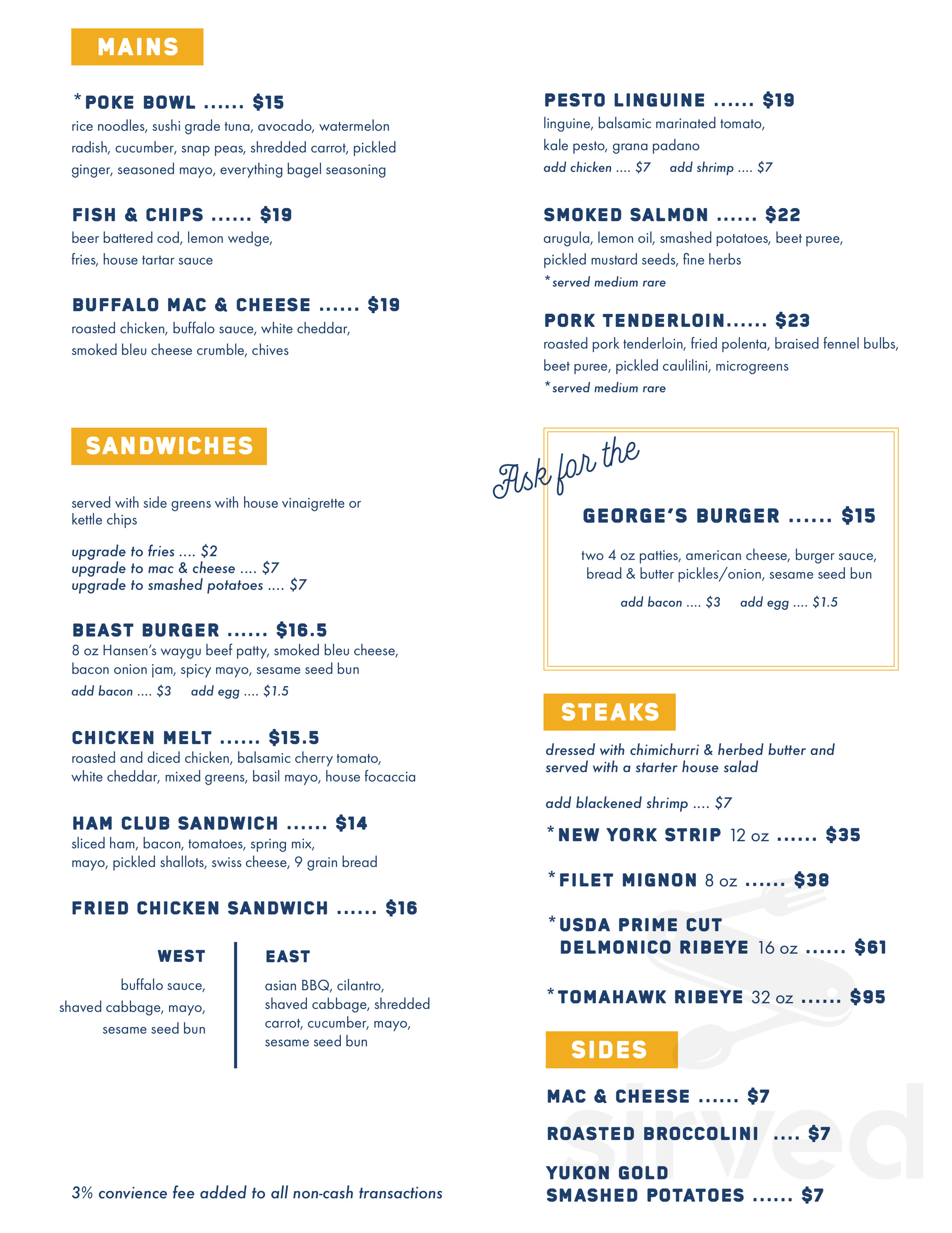 George's Local menu in Cedar Falls, Iowa, USA