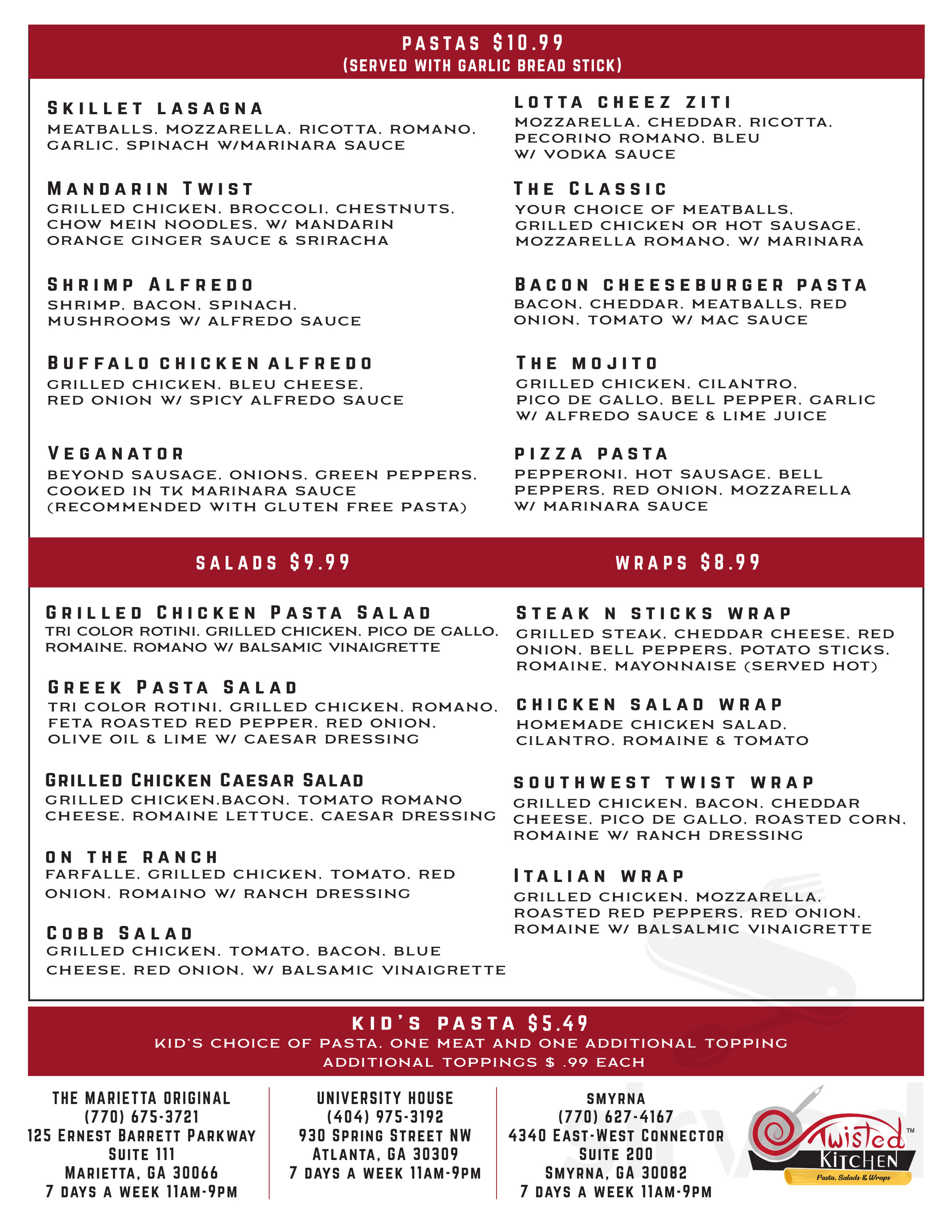 Menu - Smyrna GA's Twisted Kitchen Smyrna | Sirved
