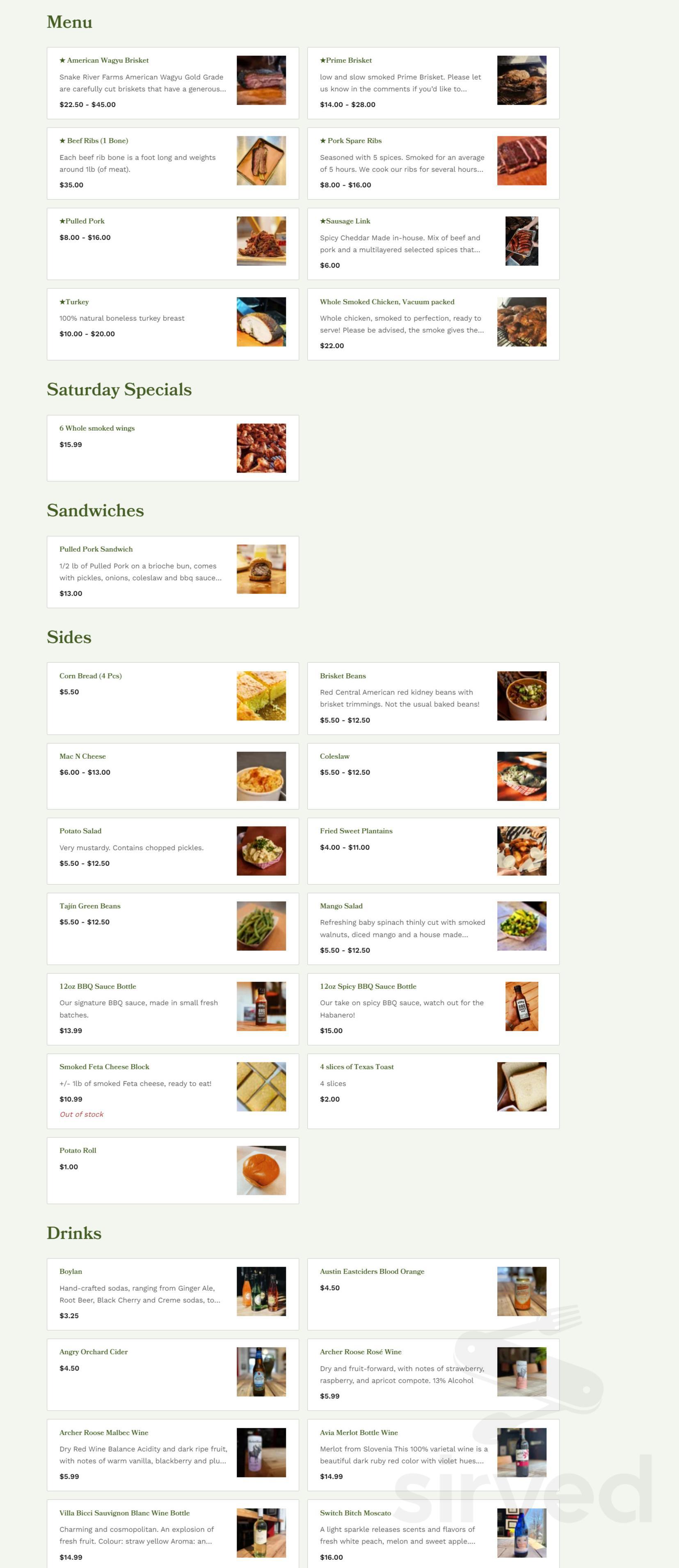 2Fifty Texas BBQ menu in Riverdale Park, Maryland, USA