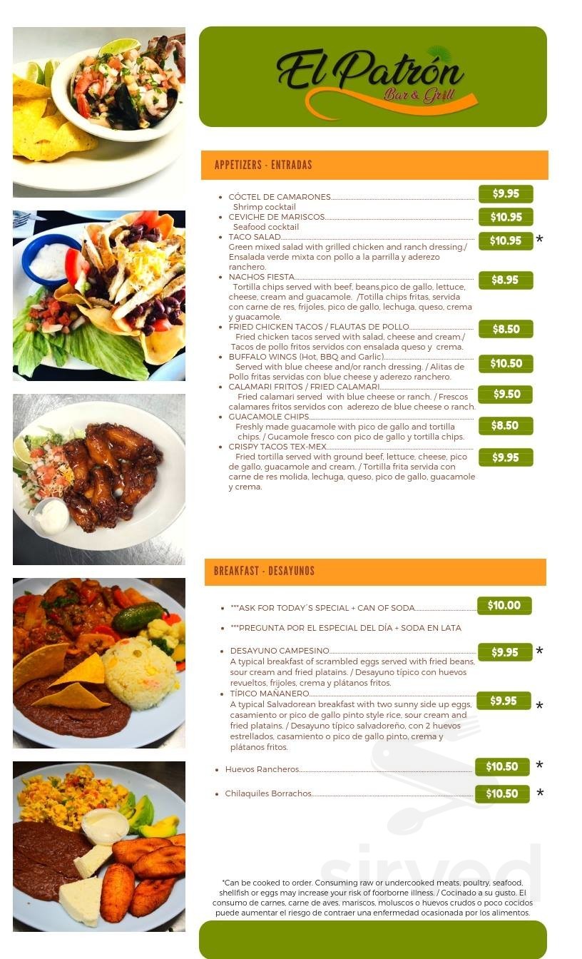 El Patron Bar & Grill menu in Falls Church, Virginia, USA