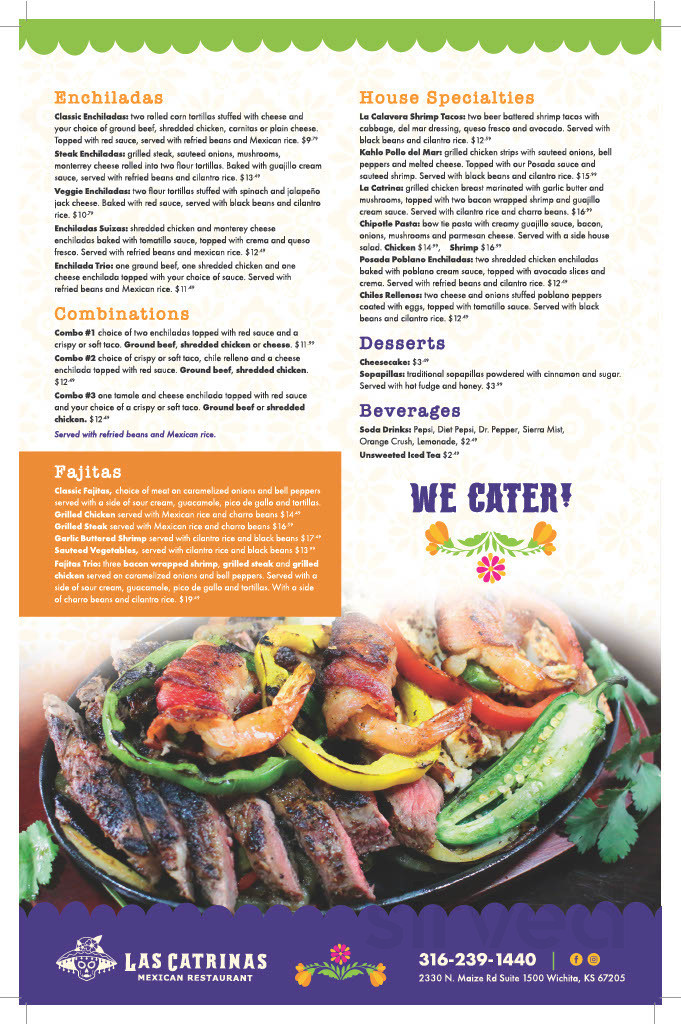 Marina's mexican seafood menu in Wichita, Kansas, USA