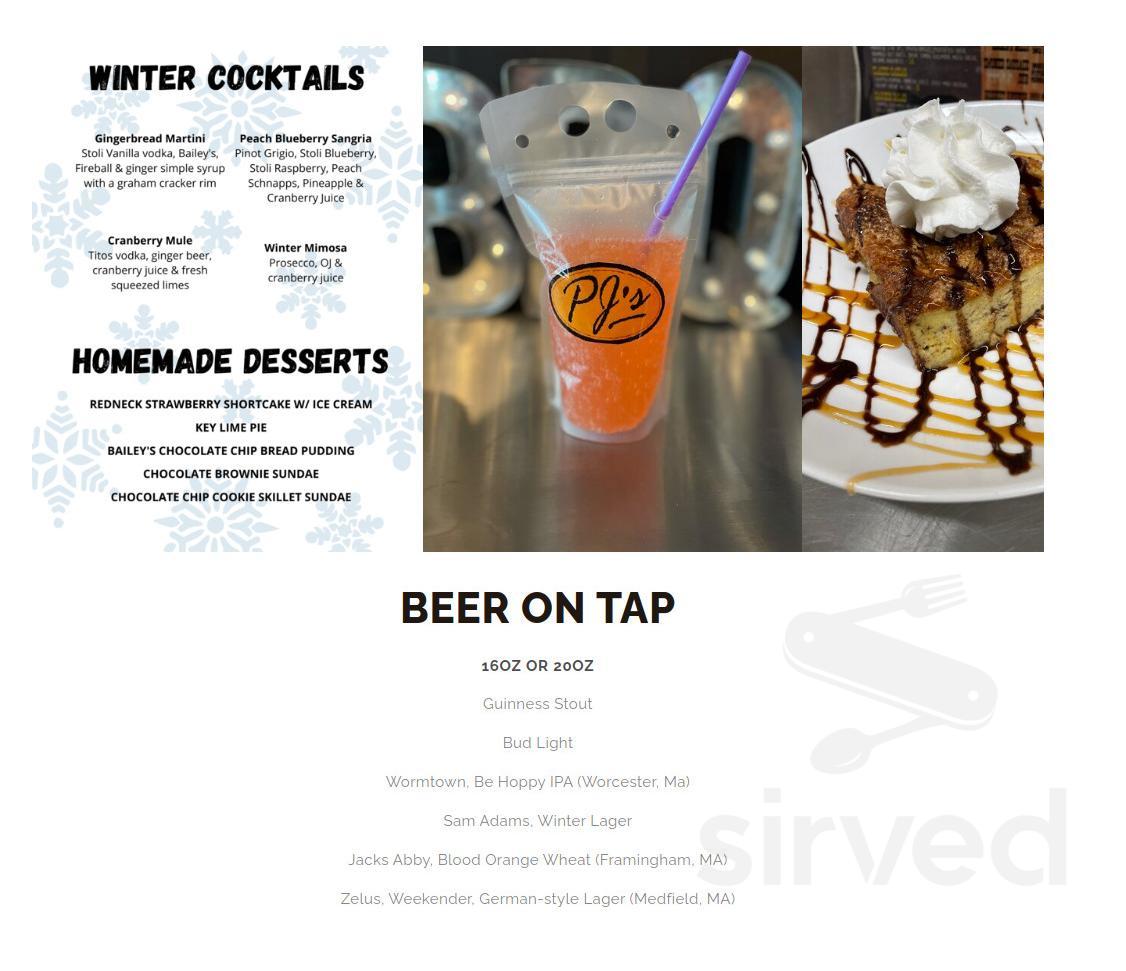 PJ's Smoke 'N' Grill menu in Medway, Massachusetts, USA