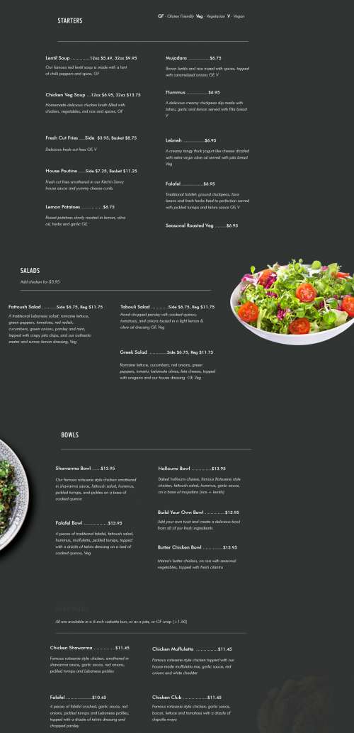 Kitch'n Savvy menu in Stayner, Ontario, Canada