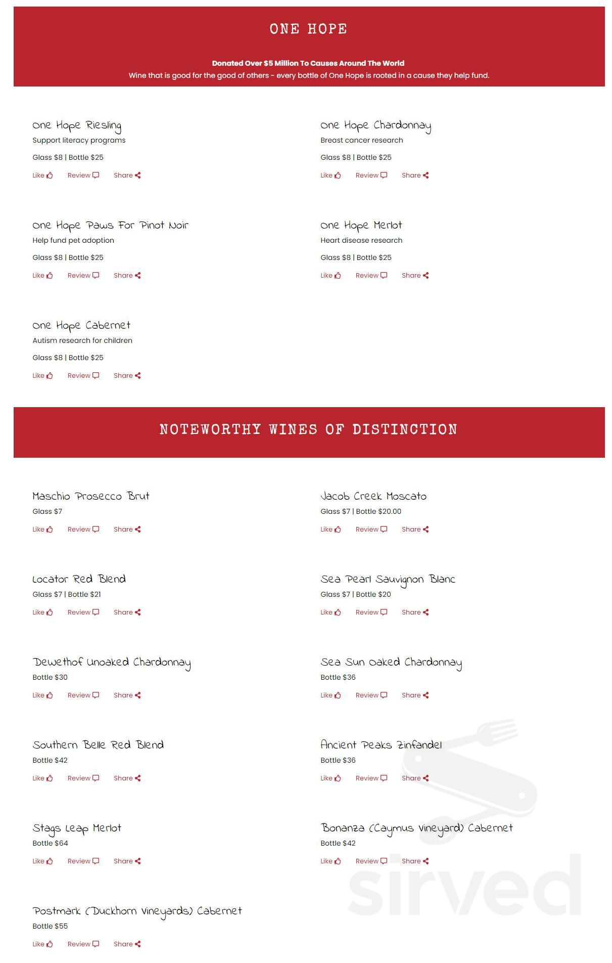 Menu for Serve in Franklin, VA | Sirved