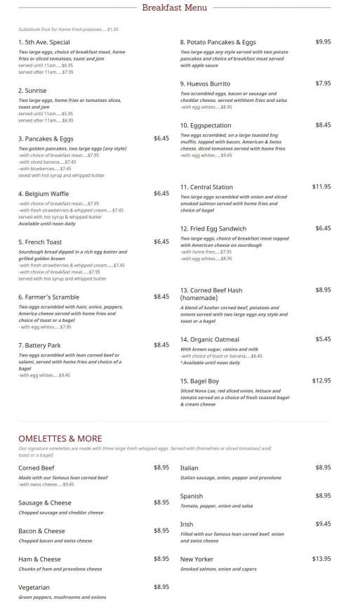 5th Avenue Deli & Grill menu in Mayfield Heights, Ohio, USA