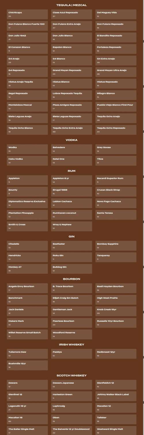 KOJO menu in Sarasota, Florida, USA