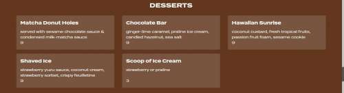 KOJO menu in Sarasota, Florida, USA