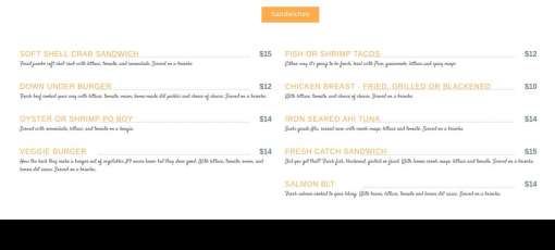 Menu for Down Under Restaurant in Fernandina Beach, FL | Sirved