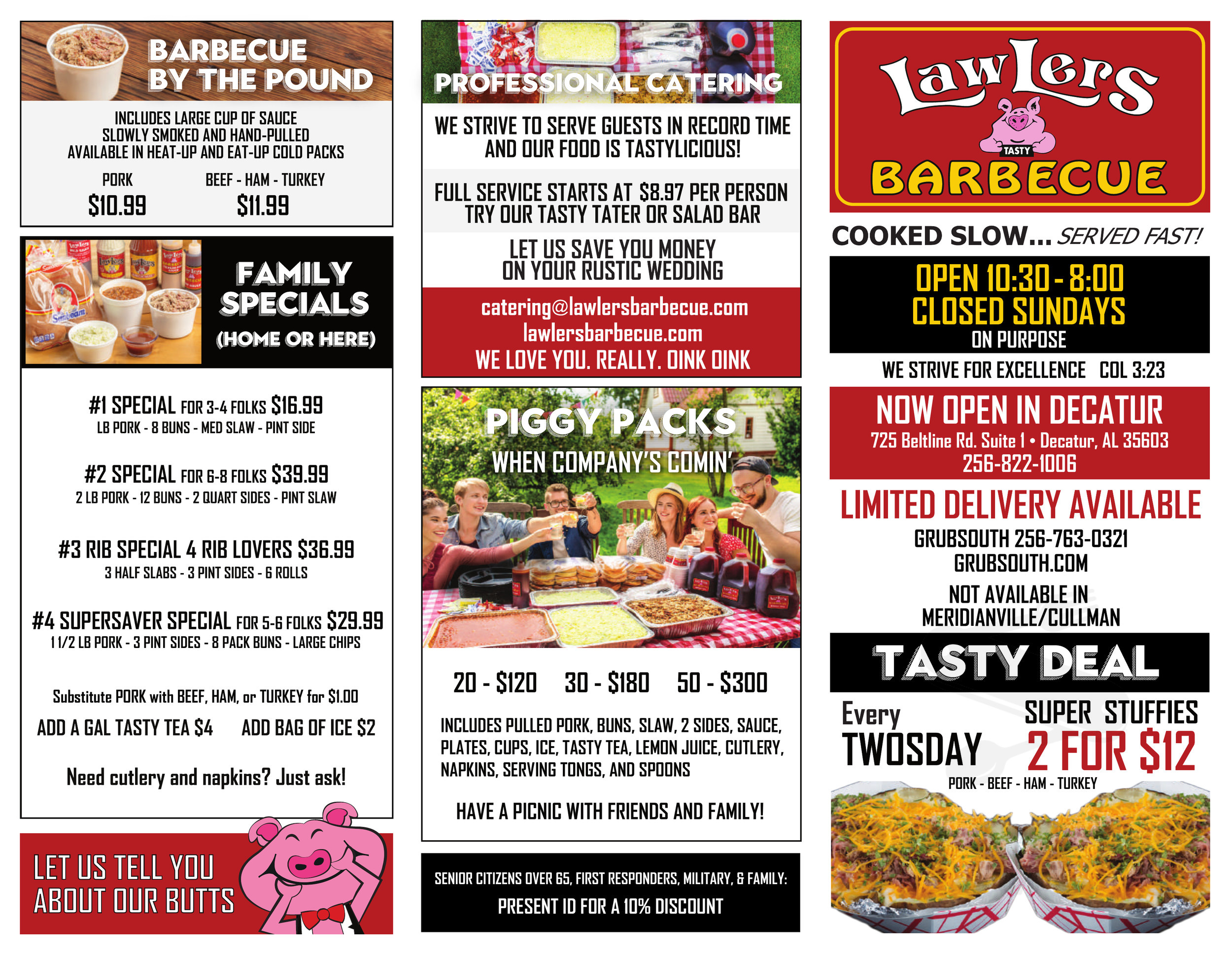 Menu for LawLers Barbecue in Killen, AL | Sirved