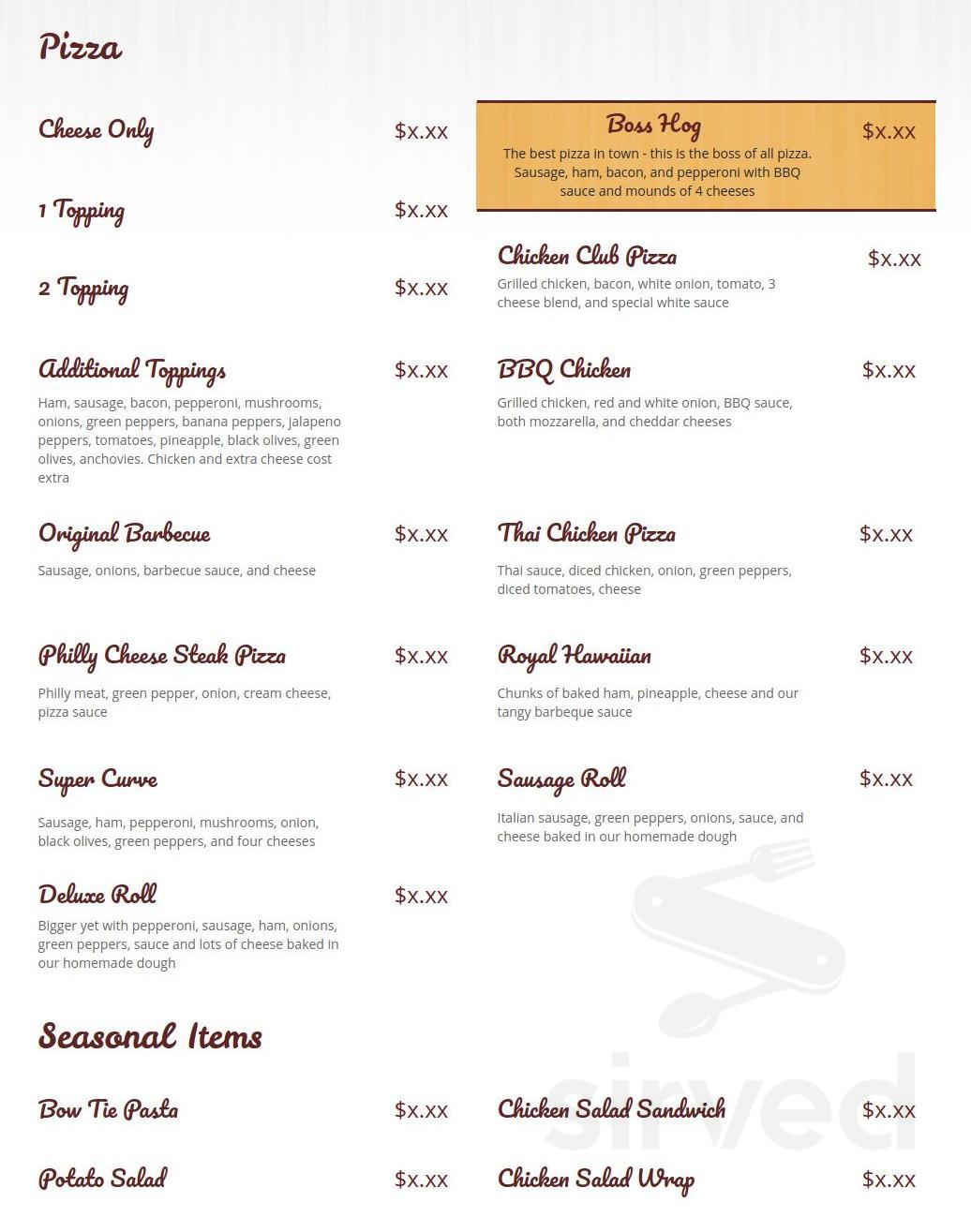 The Curve menus in Alexandria, Indiana, United States