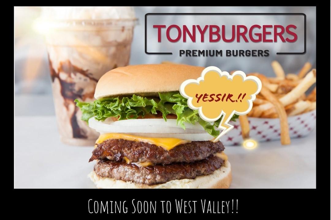 Tonyburgers menu in Centerville, Utah, USA