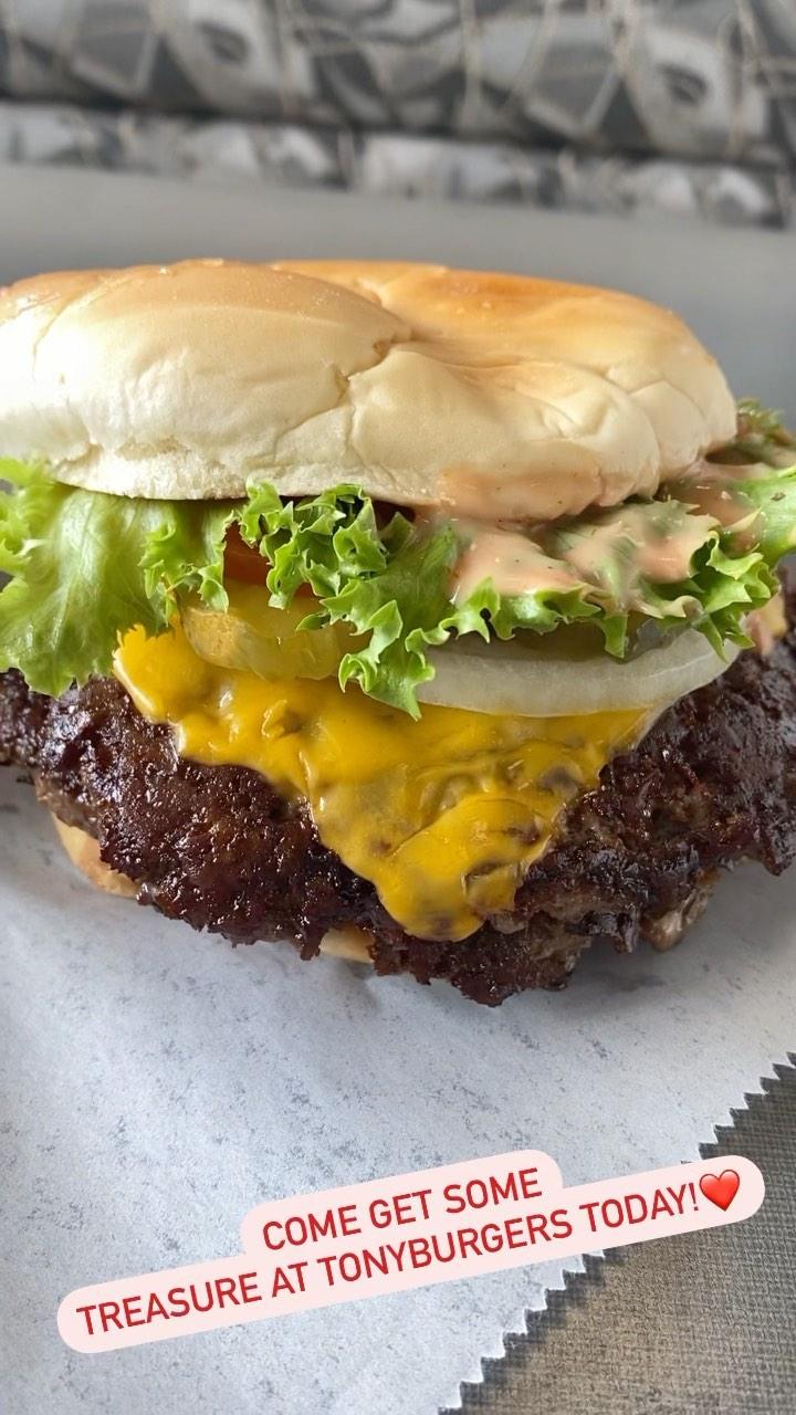 Tonyburgers menu in Centerville, Utah, USA