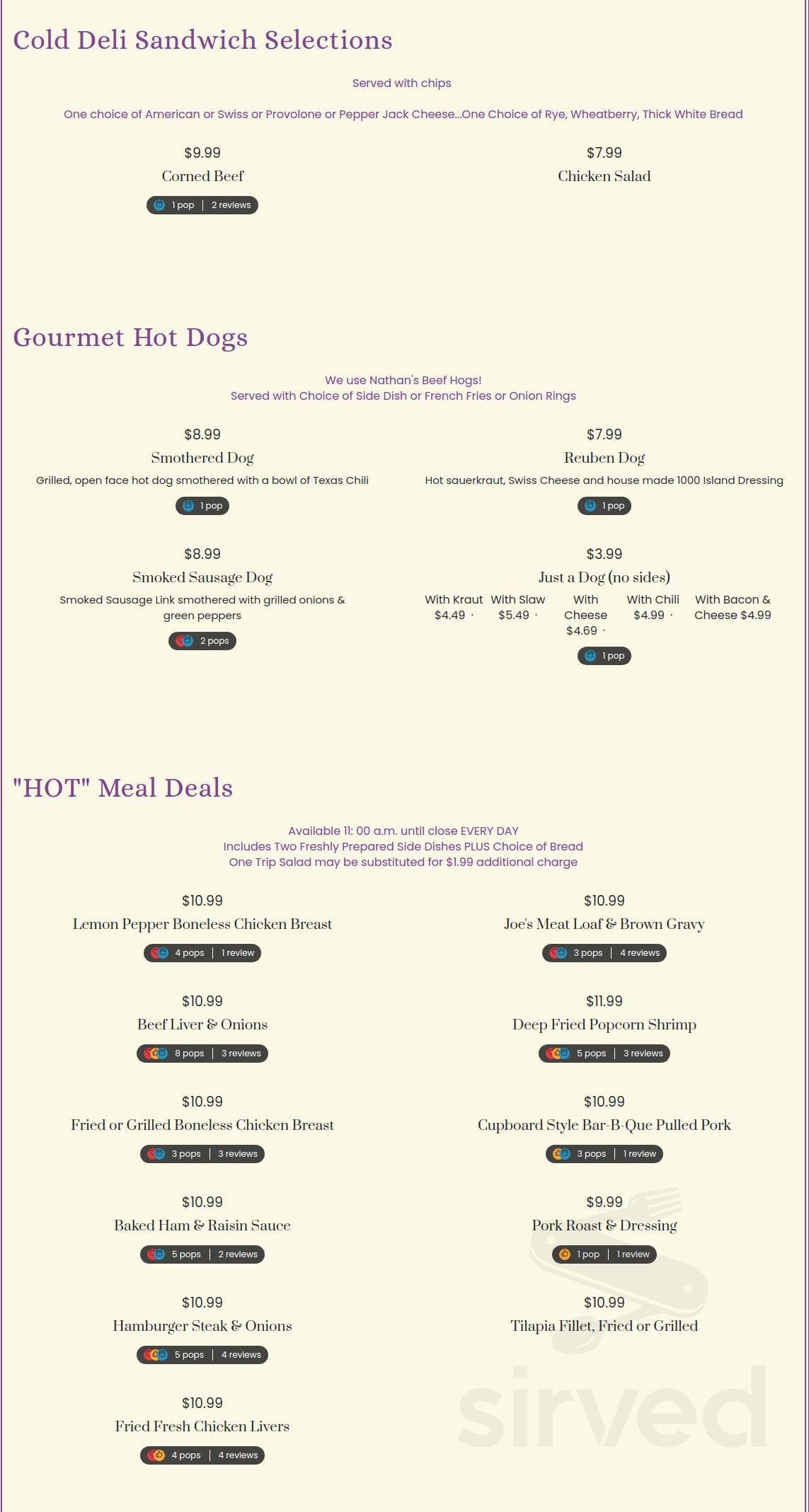 Cupboard Cafe & Gifts menu in Dillard, Georgia, USA