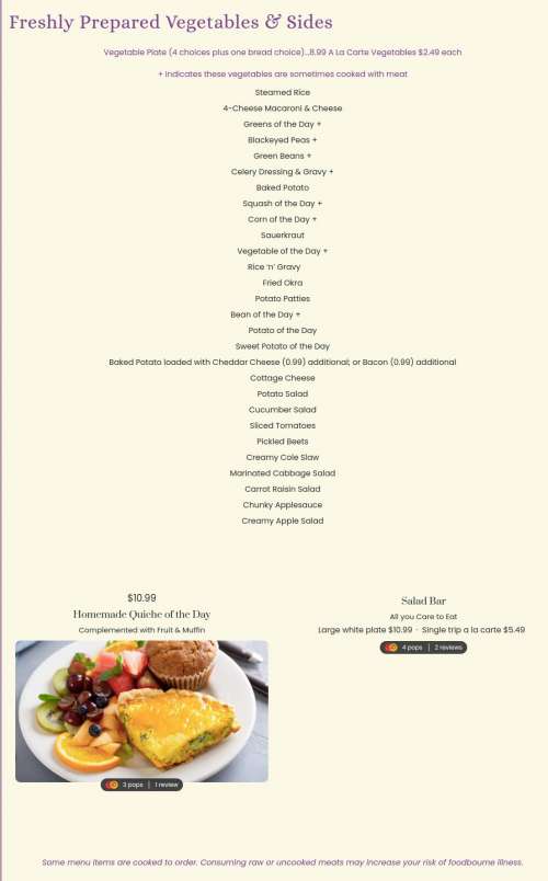 Cupboard Cafe & Gifts menu in Dillard, Georgia, USA