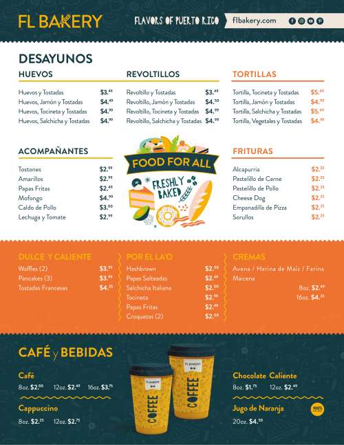 FL Bakery and Restaurant menu in Kissimmee, Florida, USA