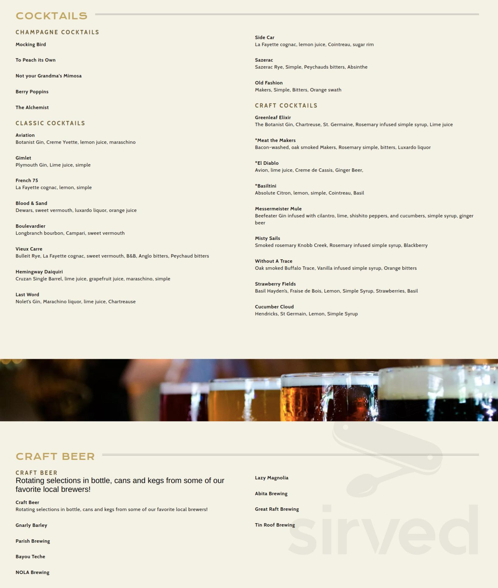 The Gregory menu in Baton Rouge, Louisiana, USA