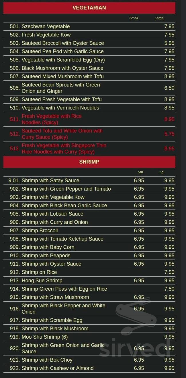 Nicky's Chinese Food menu in Chicago, Illinois, USA