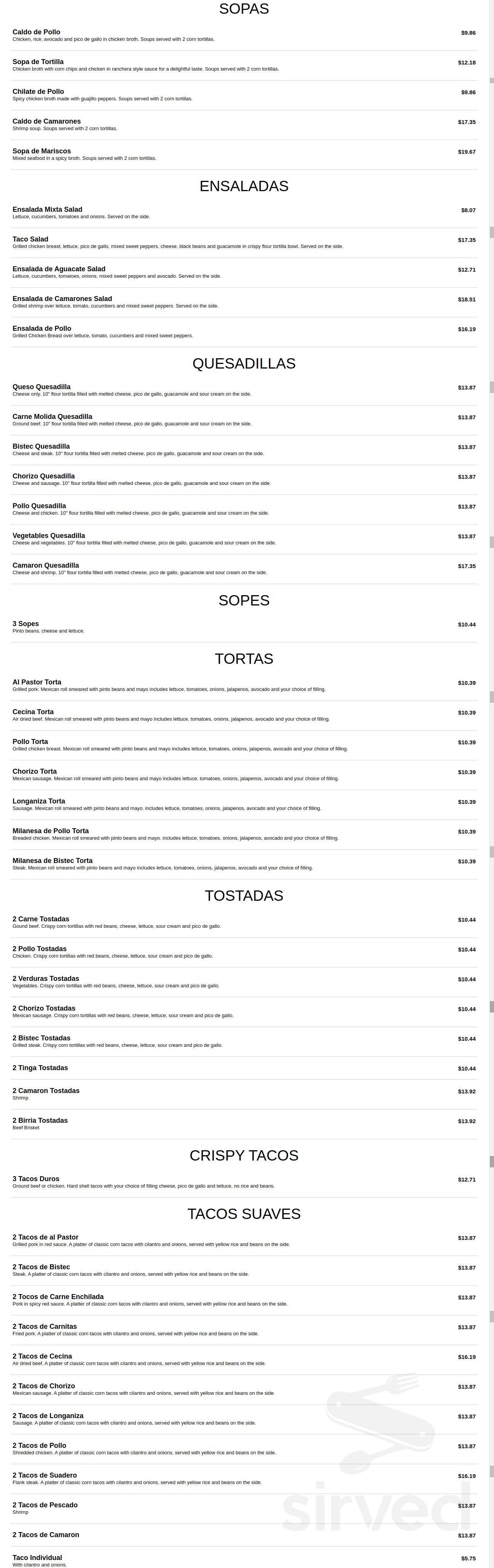 Menu - Brooklyn NY's Don Patron | Sirved