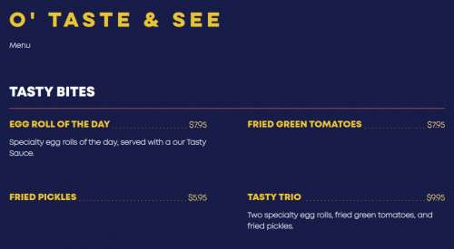O' Taste & See Eatery menu in Houston, Texas, USA