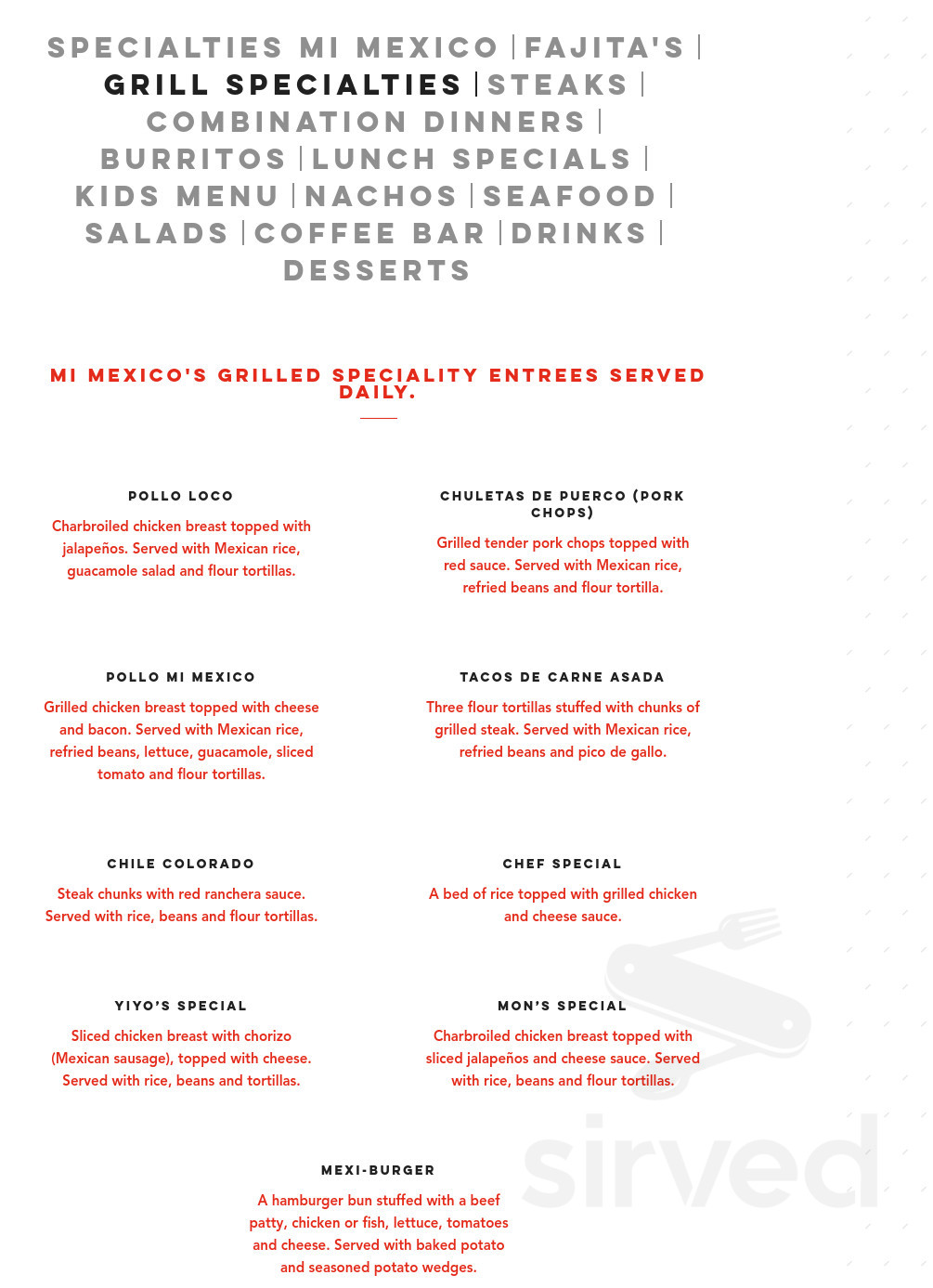 Mi Mexico Restaurant menu in Minot, North Dakota, USA