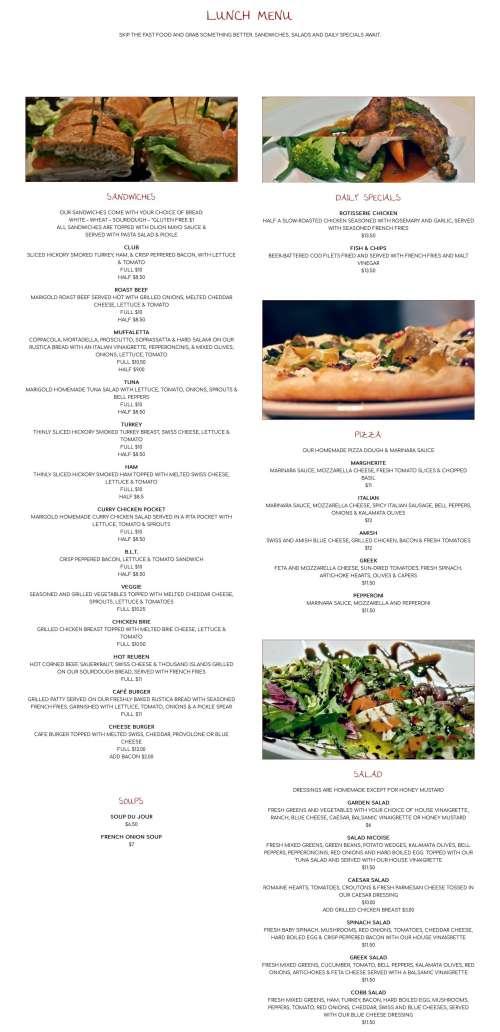 Marigold Cafe & Bakery menu in Colorado Springs, Colorado, USA