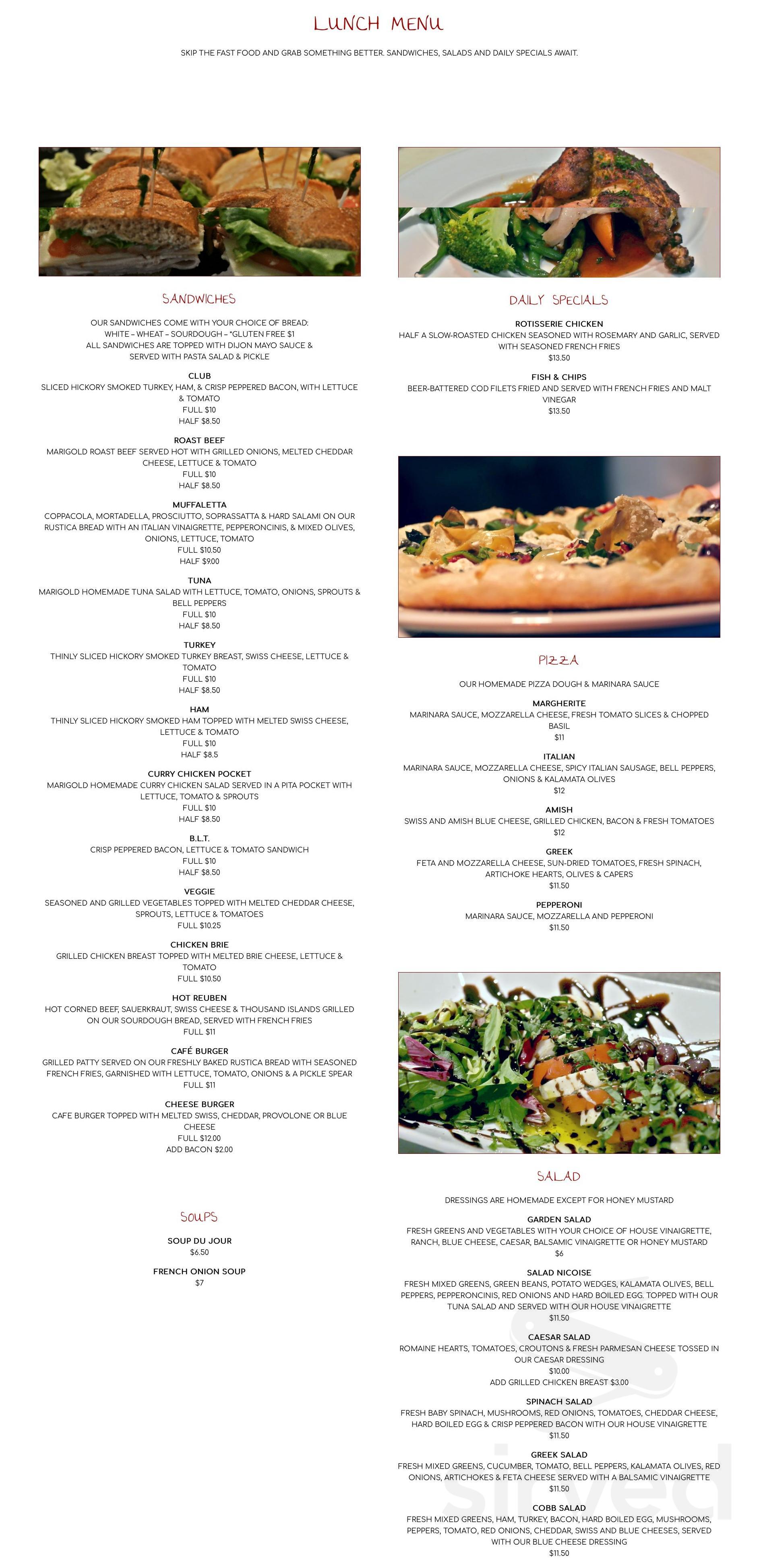 Menu for Marigold Cafe & Bakery in Colorado Springs, CO | Sirved
