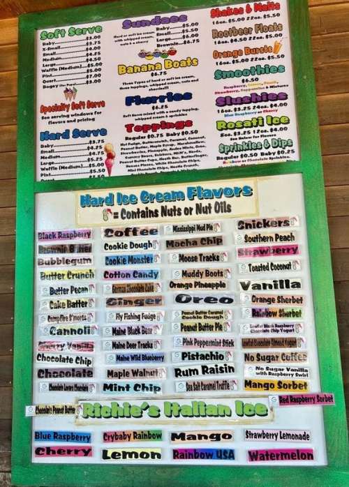 Ice Cream Fore U Menu In West Lebanon New Hampshire Usa