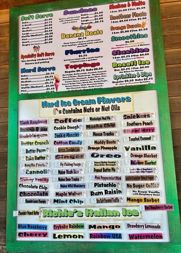 Ice Cream Fore-U menu in West Lebanon, New Hampshire, USA