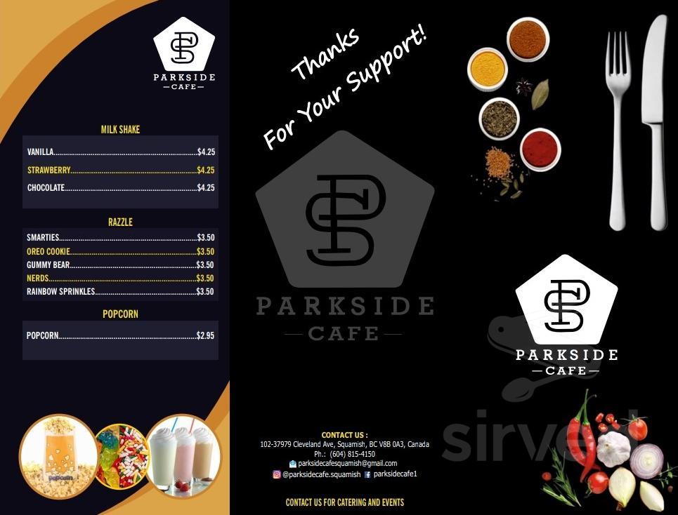 Menu - Squamish BC's Parkside Cafe | Sirved