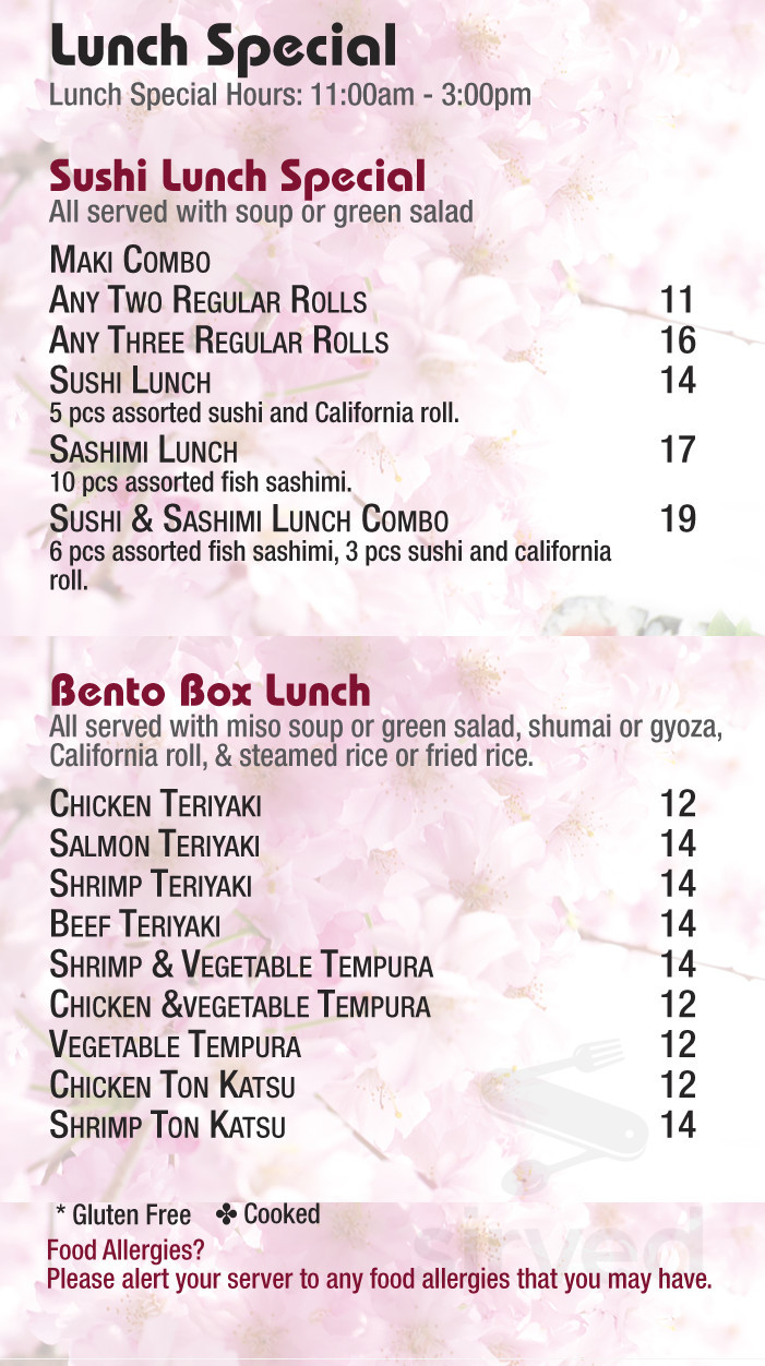 Fuji Japanese Restaurant menu in Longview, Texas, USA
