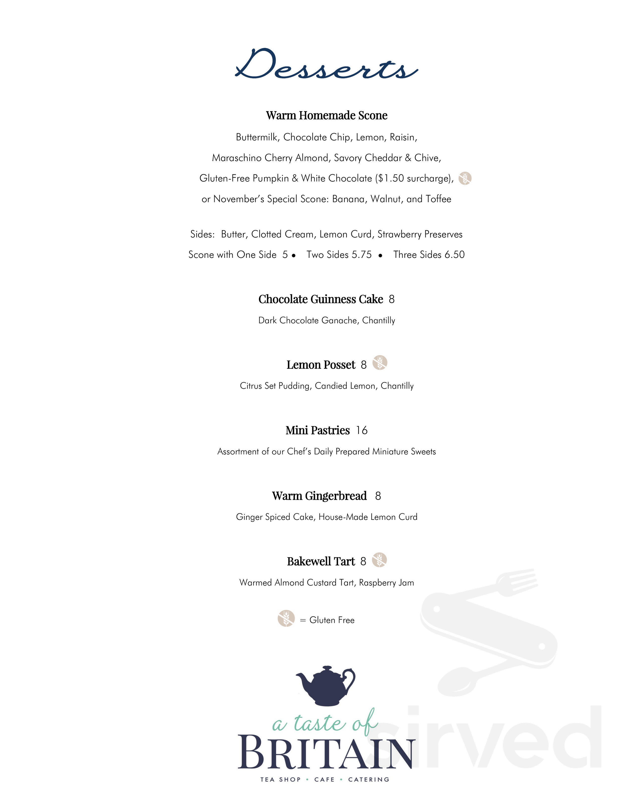 Menu for A Taste of Britain in Wayne, PA | Sirved