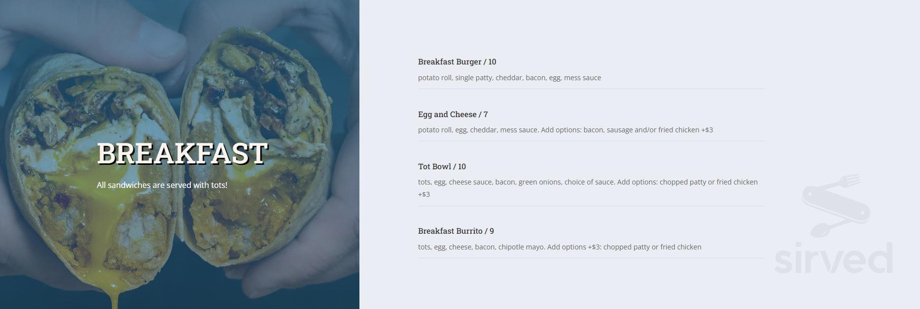 Mess Hall ILM menu in Wilmington, North Carolina, USA