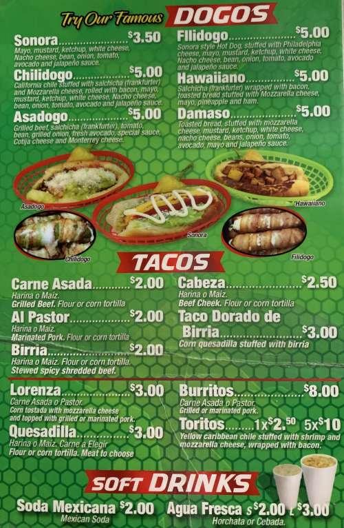 Dogos Don Nico menu in Mesa, Arizona, USA