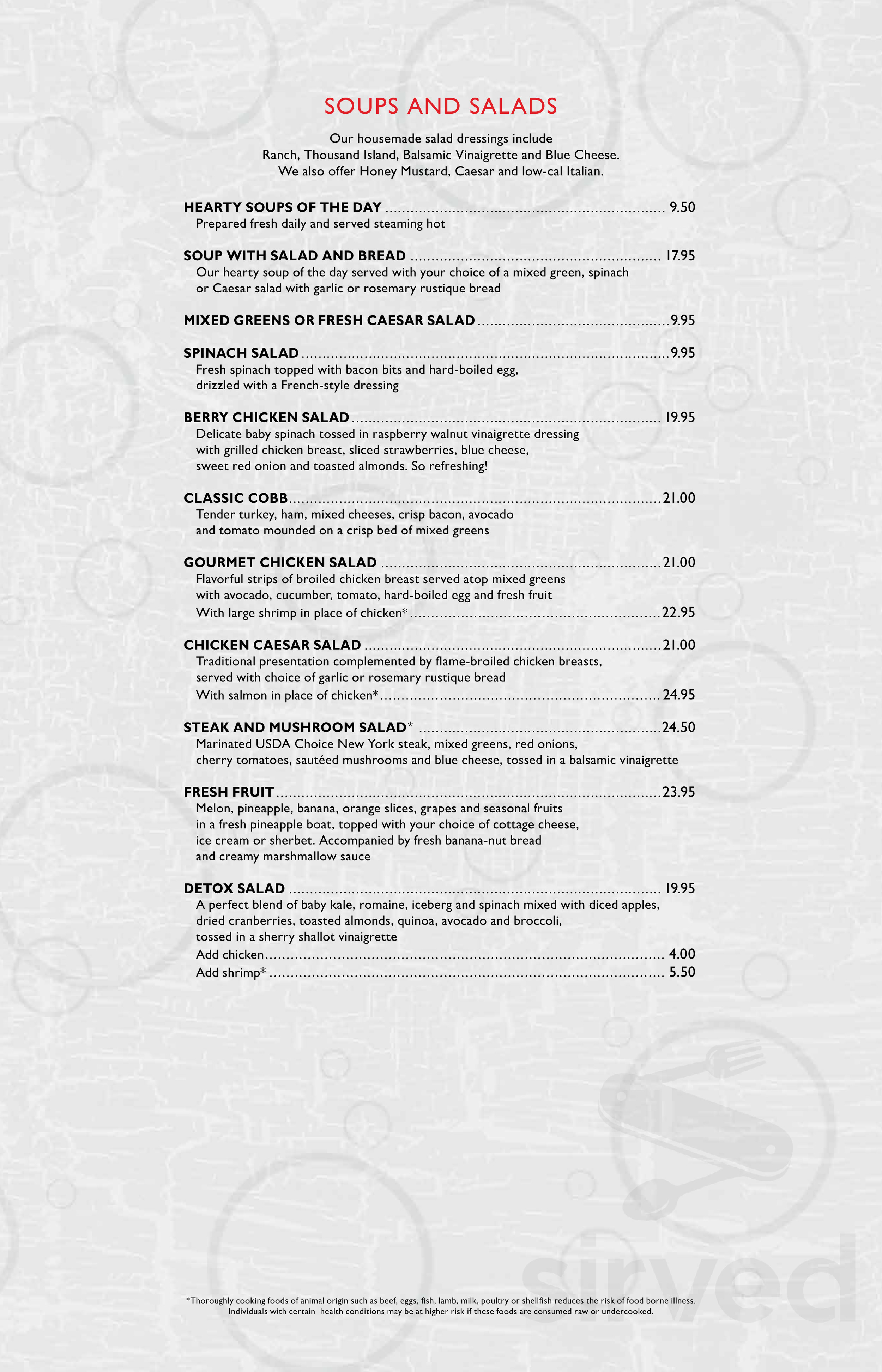 Peppermill Restaurant and Fireside Lounge menu in Las Vegas, Nevada, USA