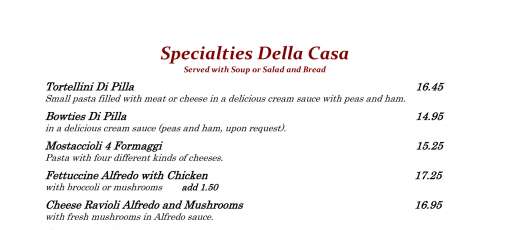Menu for Di Pilla's Italian Restaurant in Rosemead, CA | Sirved