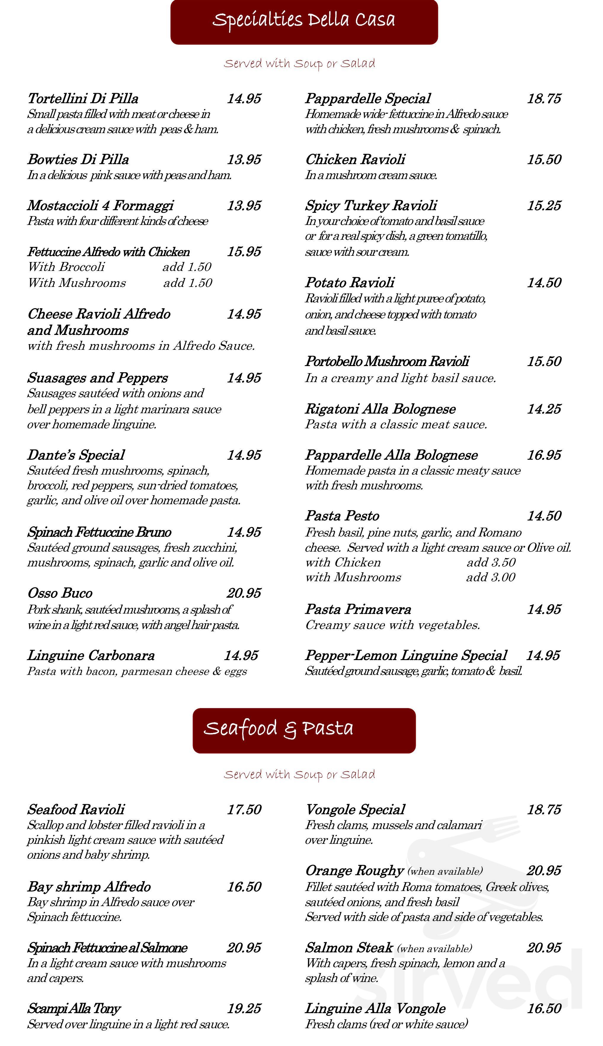 Di Pilla's Italian Restaurant menu in Rosemead, California, USA
