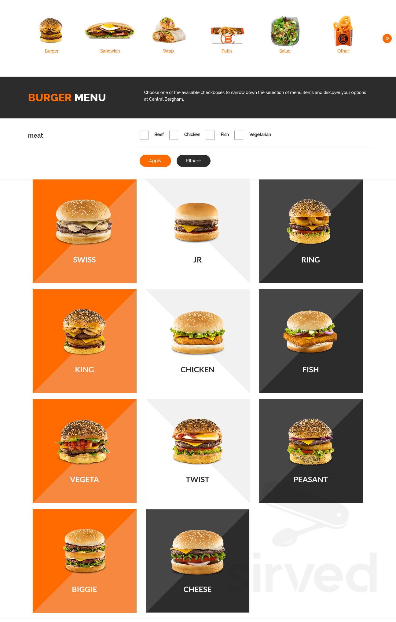 Menu - Montréal QC's Bergham - St. Hubert | Sirved