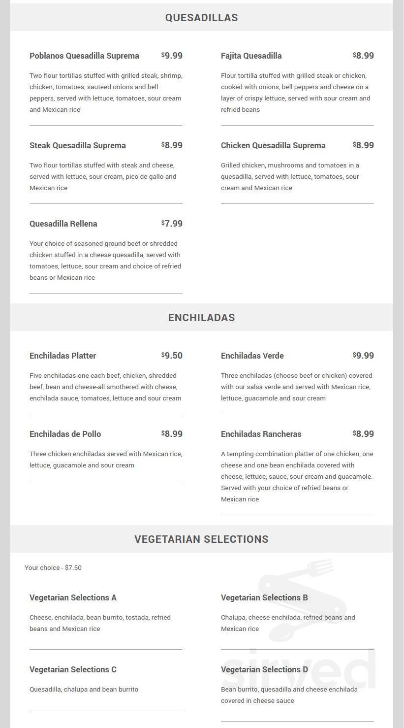 Poblanos Mexican Grill - Winamac, IN menu in Winamac, Indiana, USA