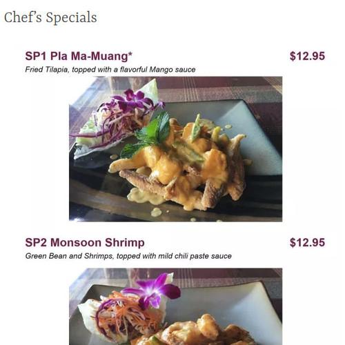 Thai Lada menu in Austin, Texas, USA