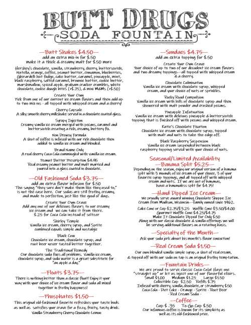 Butt Drugs Inc Menu In Corydon Indiana Usa